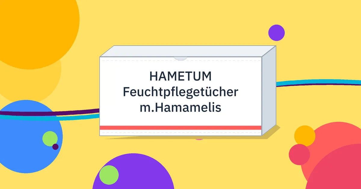 Symbolbild: Packung mit der Aufschrift HAMETUM Feuchtpflegetücher m.Hamamelis (PZN 12646078) – Verfügbarkeit und Bezug in Apotheken in Frankfurt am Main