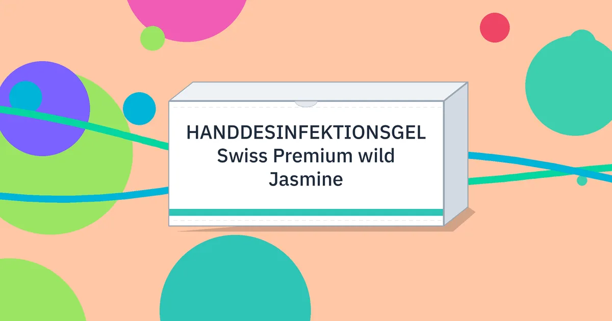 Symbolbild: Packung mit der Aufschrift HANDDESINFEKTIONSGEL Swiss Premium wild Jasmine (PZN 18053681) – Verfügbarkeit und Bezug in Apotheken in Frankfurt am Main