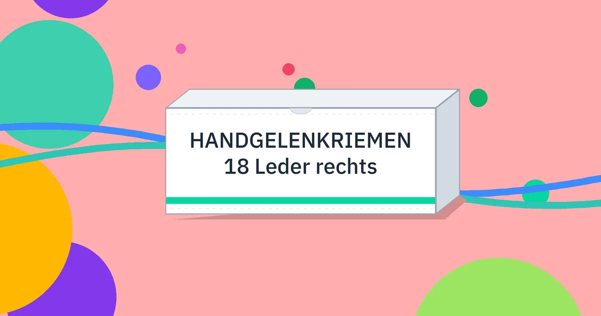 Symbolbild: Packung mit der Aufschrift HANDGELENKRIEMEN 18 Leder rechts (PZN 01727649) – Verfügbarkeit und Bezug in Apotheken in Frankfurt am Main