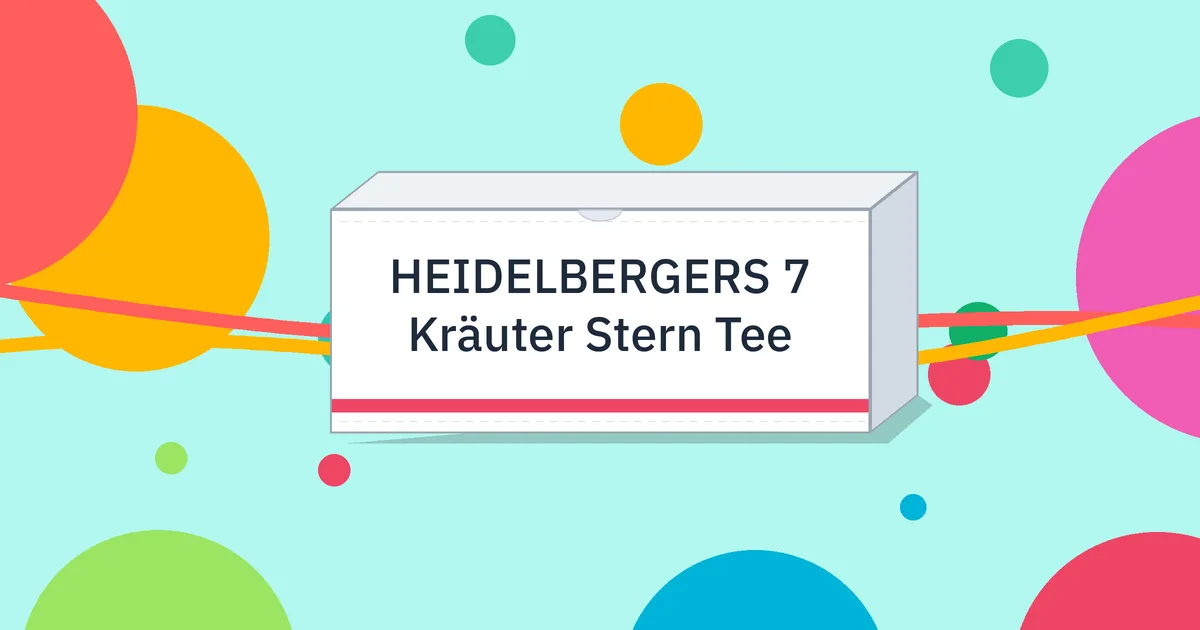 Symbolbild: Packung mit der Aufschrift HEIDELBERGERS 7 Kräuter Stern Tee (PZN 03152727) – Verfügbarkeit und Bezug in Apotheken in Frankfurt am Main