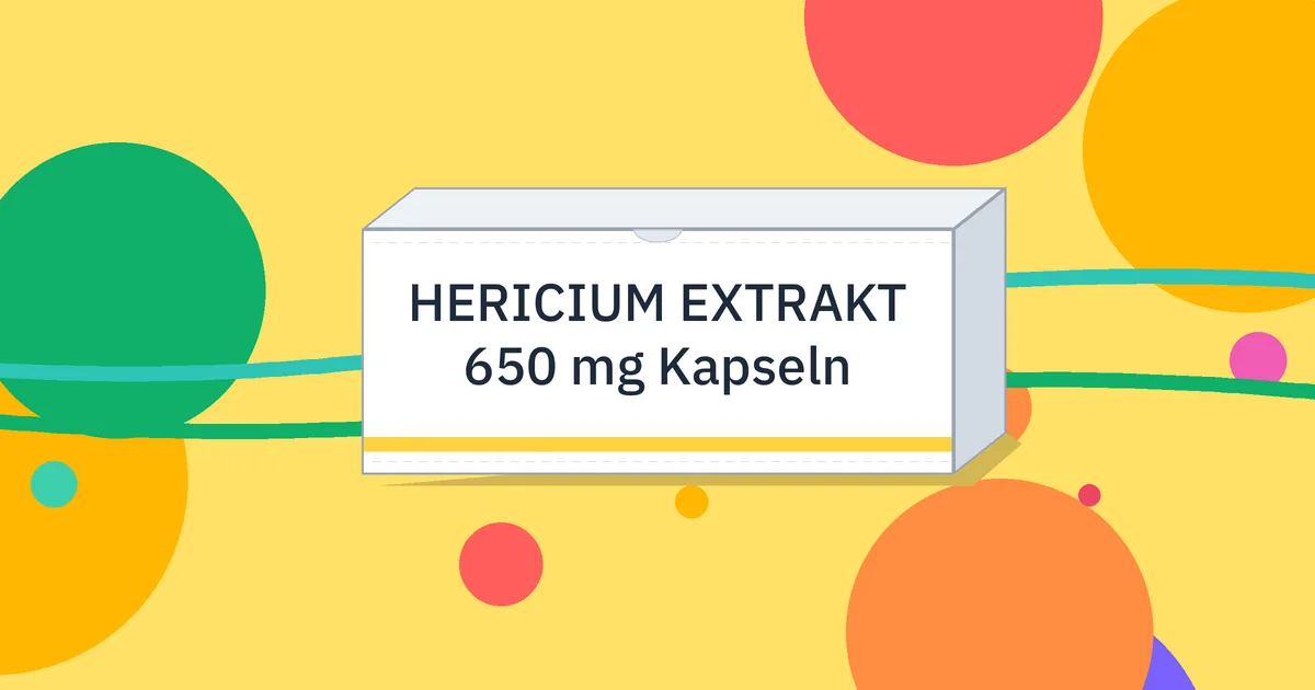 Symbolbild: Packung mit der Aufschrift HERICIUM EXTRAKT 650 mg Kapseln (PZN 17255603) – Verfügbarkeit und Bezug in Apotheken in Frankfurt am Main