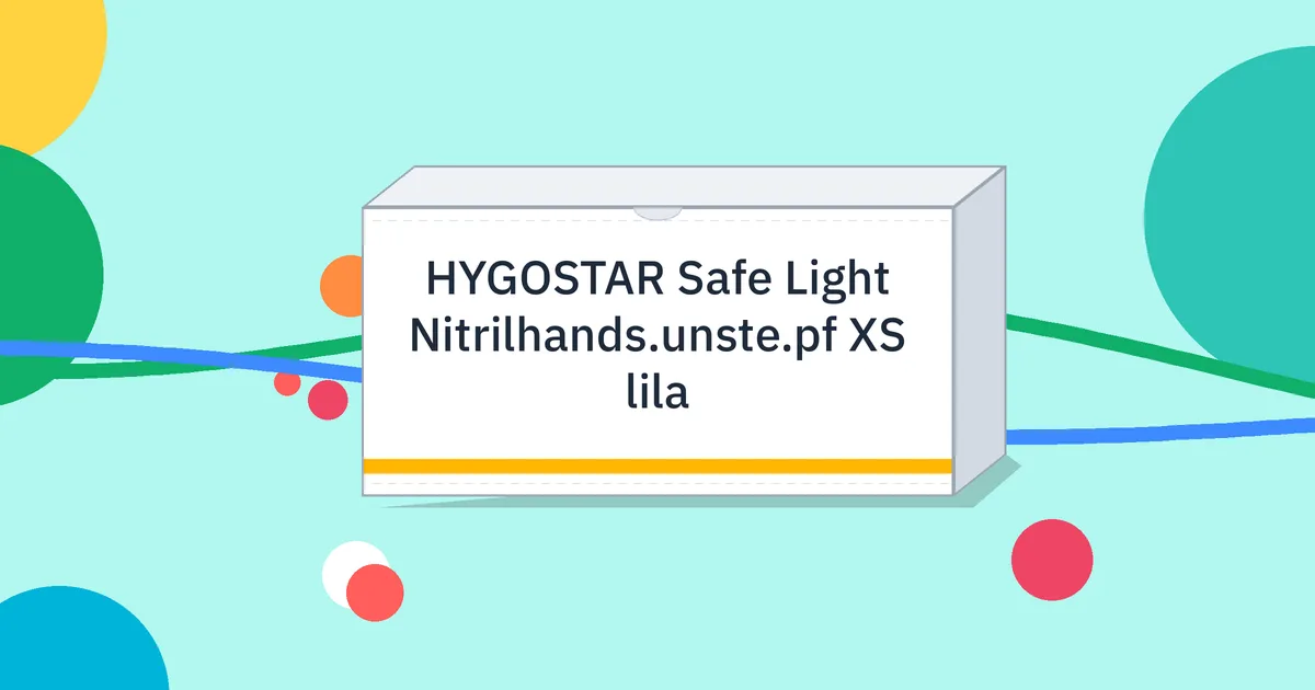 Symbolbild: Packung mit der Aufschrift HYGOSTAR Safe Light Nitrilhands.unste.pf XS lila (PZN 20772779) – Verfügbarkeit und Bezug in Apotheken in Frankfurt am Main