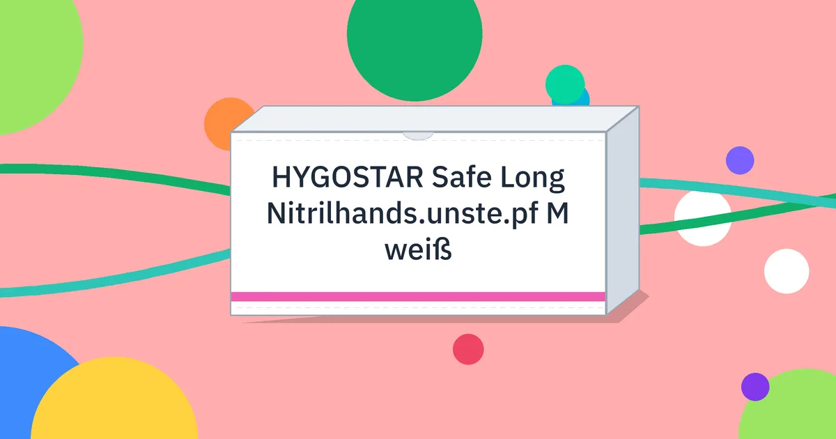 Symbolbild: Packung mit der Aufschrift HYGOSTAR Safe Long Nitrilhands.unste.pf M weiß (PZN 20774040) – Verfügbarkeit und Bezug in Apotheken in Frankfurt am Main