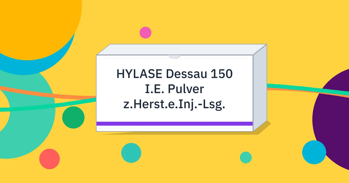 Symbolbild: Packung mit der Aufschrift HYLASE Dessau 150 I.E. Pulver z.Herst.e.Inj.-Lsg. (PZN 06785634) – Verfügbarkeit und Bezug in Apotheken in Frankfurt am Main