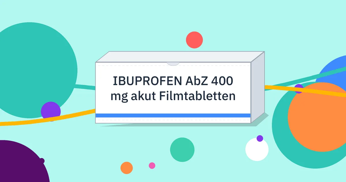 Symbolbild: Packung mit der Aufschrift IBUPROFEN AbZ 400 mg akut Filmtabletten (PZN 18029889) – Verfügbarkeit und Bezug in Apotheken in Frankfurt am Main