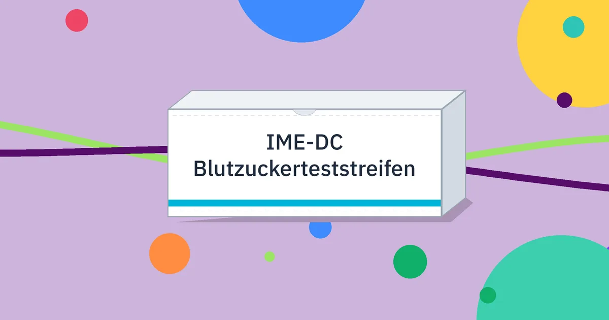 Symbolbild: Packung mit der Aufschrift IME-DC Blutzuckerteststreifen (PZN 03941430) – Verfügbarkeit und Bezug in Apotheken in Frankfurt am Main