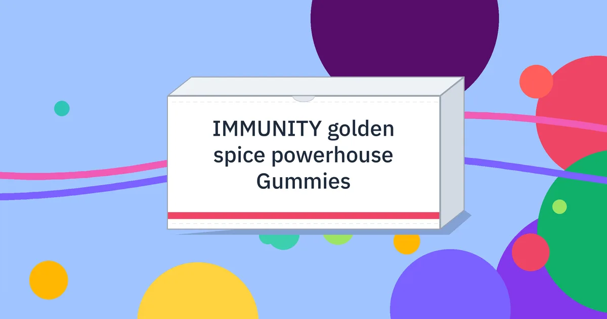 Symbolbild: Packung mit der Aufschrift IMMUNITY golden spice powerhouse Gummies (PZN 19198051) – Verfügbarkeit und Bezug in Apotheken in Frankfurt am Main