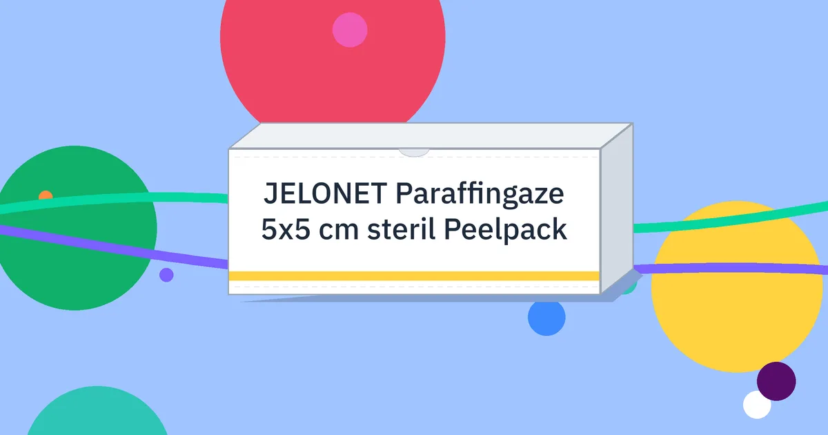 Symbolbild: Packung mit der Aufschrift JELONET Paraffingaze 5x5 cm steril Peelpack (PZN 16906116) – Verfügbarkeit und Bezug in Apotheken in Frankfurt am Main