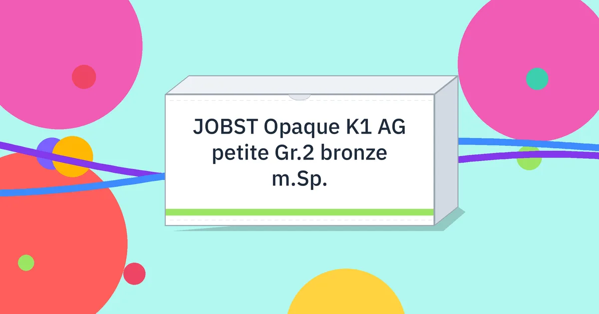Symbolbild: Packung mit der Aufschrift JOBST Opaque K1 AG petite Gr.2 bronze m.Sp. (PZN 13083269) – Verfügbarkeit und Bezug in Apotheken in Frankfurt am Main