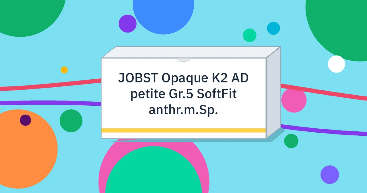 Symbolbild: Packung mit der Aufschrift JOBST Opaque K2 AD petite Gr.5 SoftFit anthr.m.Sp. (PZN 16279613) – Verfügbarkeit und Bezug in Apotheken in Frankfurt am Main