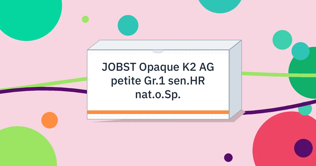 Symbolbild: Packung mit der Aufschrift JOBST Opaque K2 AG petite Gr.1 sen.HR nat.o.Sp. (PZN 12142573) – Verfügbarkeit und Bezug in Apotheken in Frankfurt am Main