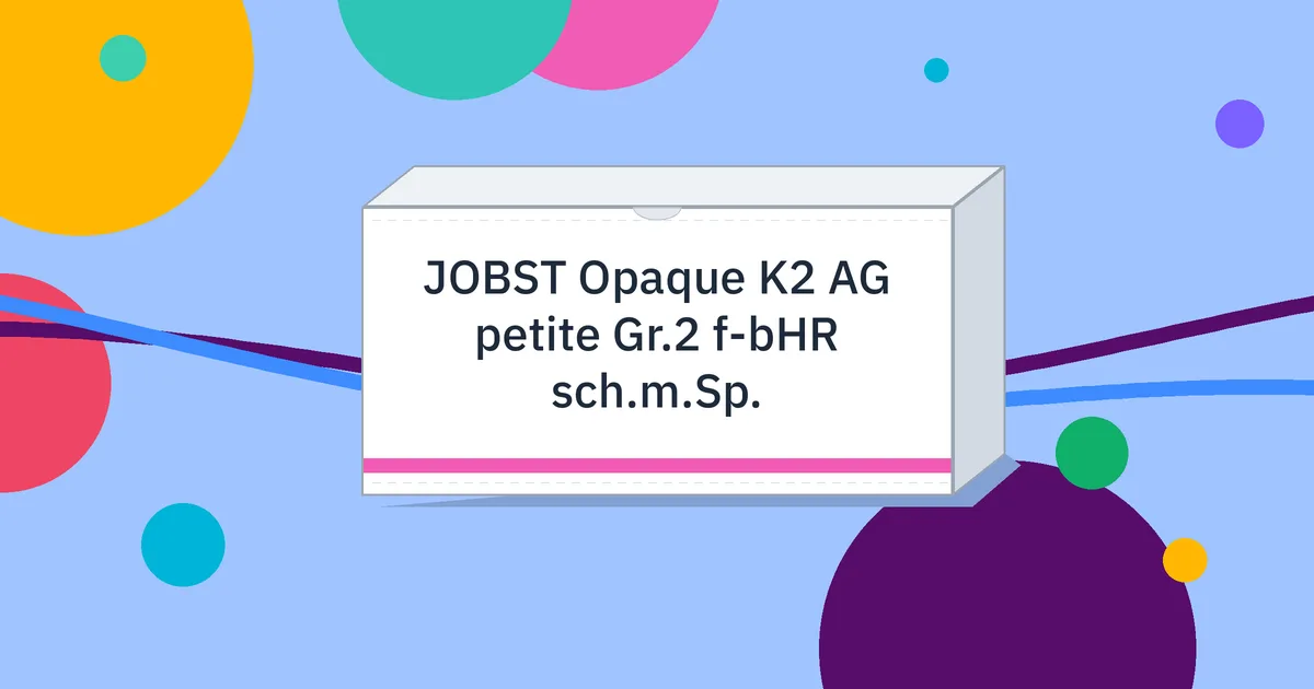 Symbolbild: Packung mit der Aufschrift JOBST Opaque K2 AG petite Gr.2 f-bHR sch.m.Sp. (PZN 10723828) – Verfügbarkeit und Bezug in Apotheken in Frankfurt am Main