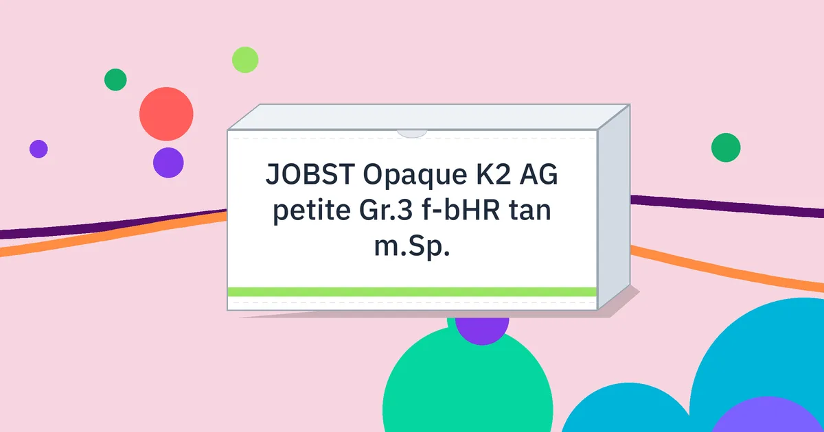 Symbolbild: Packung mit der Aufschrift JOBST Opaque K2 AG petite Gr.3 f-bHR tan m.Sp. (PZN 16284471) – Verfügbarkeit und Bezug in Apotheken in Frankfurt am Main