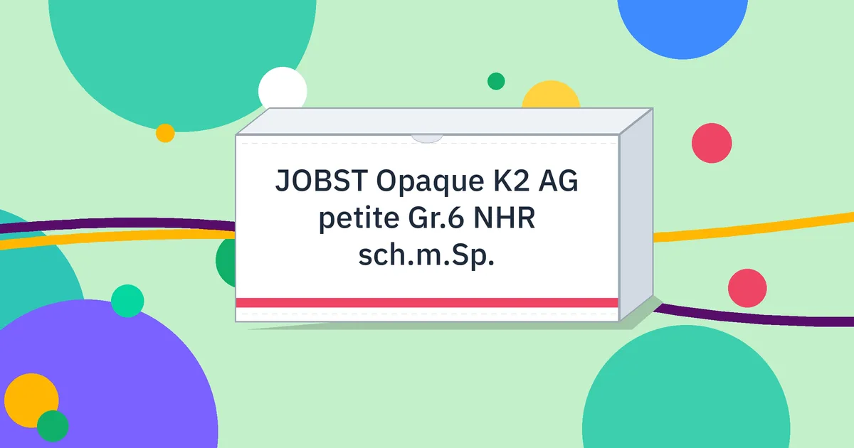 Symbolbild: Packung mit der Aufschrift JOBST Opaque K2 AG petite Gr.6 NHR sch.m.Sp. (PZN 11255157) – Verfügbarkeit und Bezug in Apotheken in Frankfurt am Main