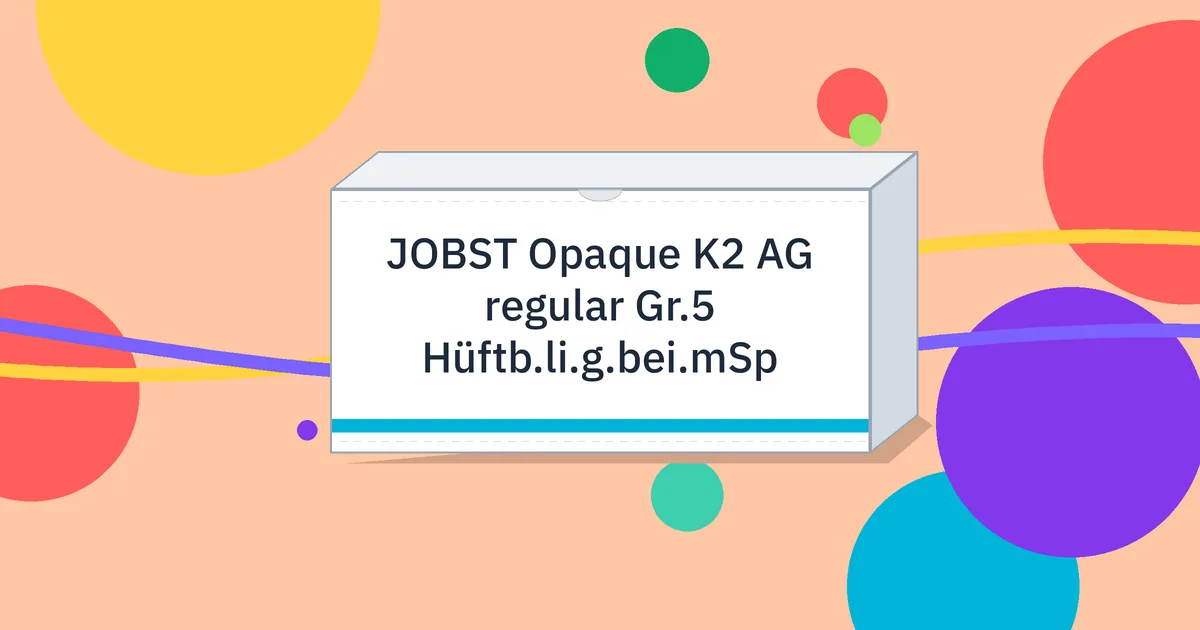 Symbolbild: Packung mit der Aufschrift JOBST Opaque K2 AG regular Gr.5 Hüftb.li.g.bei.mSp (PZN 16286895) – Verfügbarkeit und Bezug in Apotheken in Frankfurt am Main