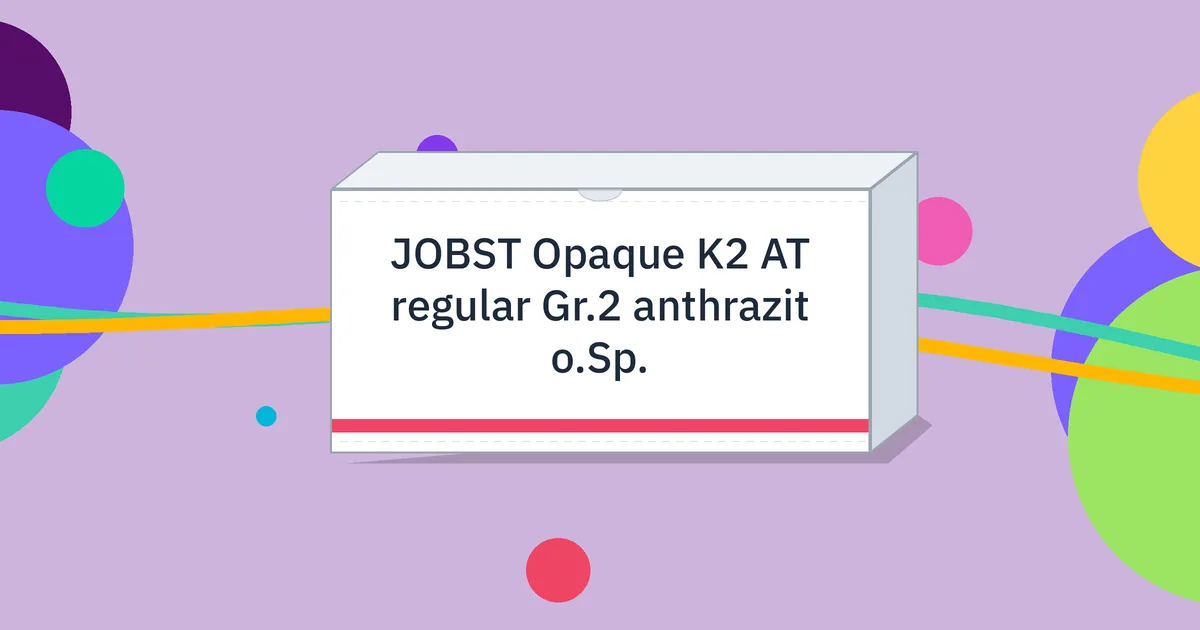 Symbolbild: Packung mit der Aufschrift JOBST Opaque K2 AT regular Gr.2 anthrazit o.Sp. (PZN 16290359) – Verfügbarkeit und Bezug in Apotheken in Frankfurt am Main
