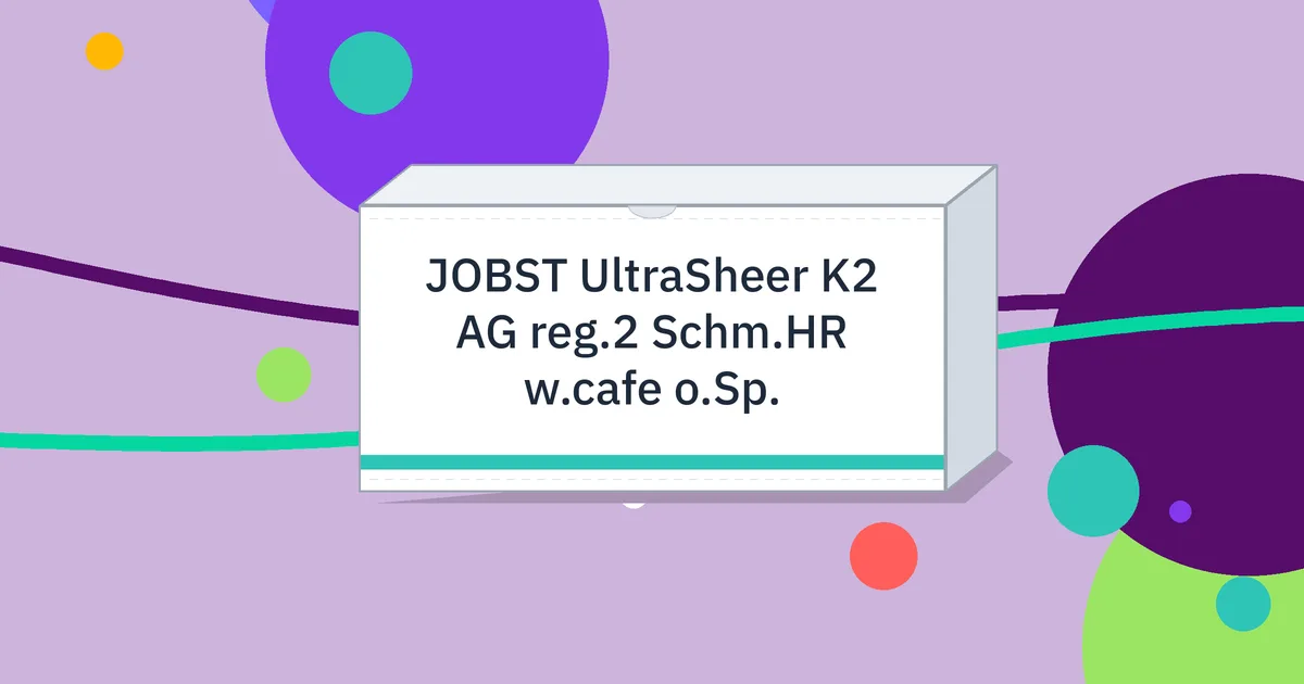Symbolbild: Packung mit der Aufschrift JOBST UltraSheer K2 AG reg.2 Schm.HR w.cafe o.Sp. (PZN 13146892) – Verfügbarkeit und Bezug in Apotheken in Frankfurt am Main