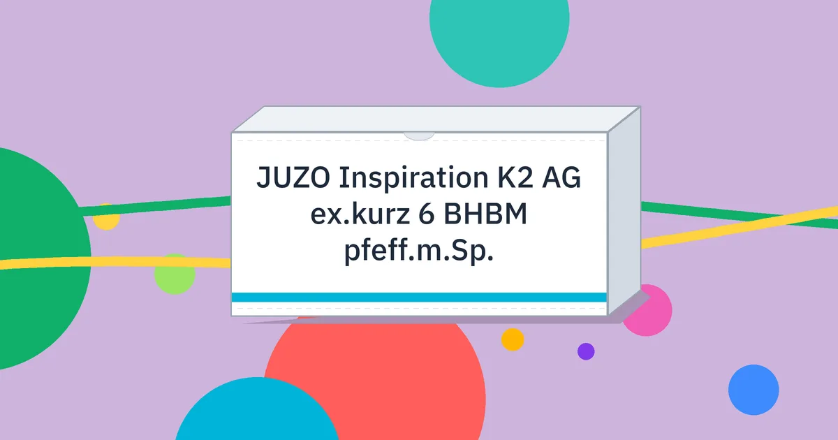 Symbolbild: Packung mit der Aufschrift JUZO Inspiration K2 AG ex.kurz 6 BHBM pfeff.m.Sp. (PZN 14875920) – Verfügbarkeit und Bezug in Apotheken in Frankfurt am Main
