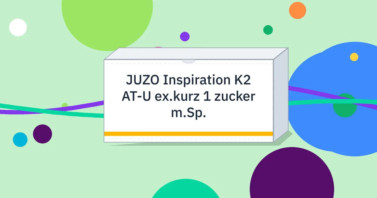 Symbolbild: Packung mit der Aufschrift JUZO Inspiration K2 AT-U ex.kurz 1 zucker m.Sp. (PZN 14965787) – Verfügbarkeit und Bezug in Apotheken in Frankfurt am Main