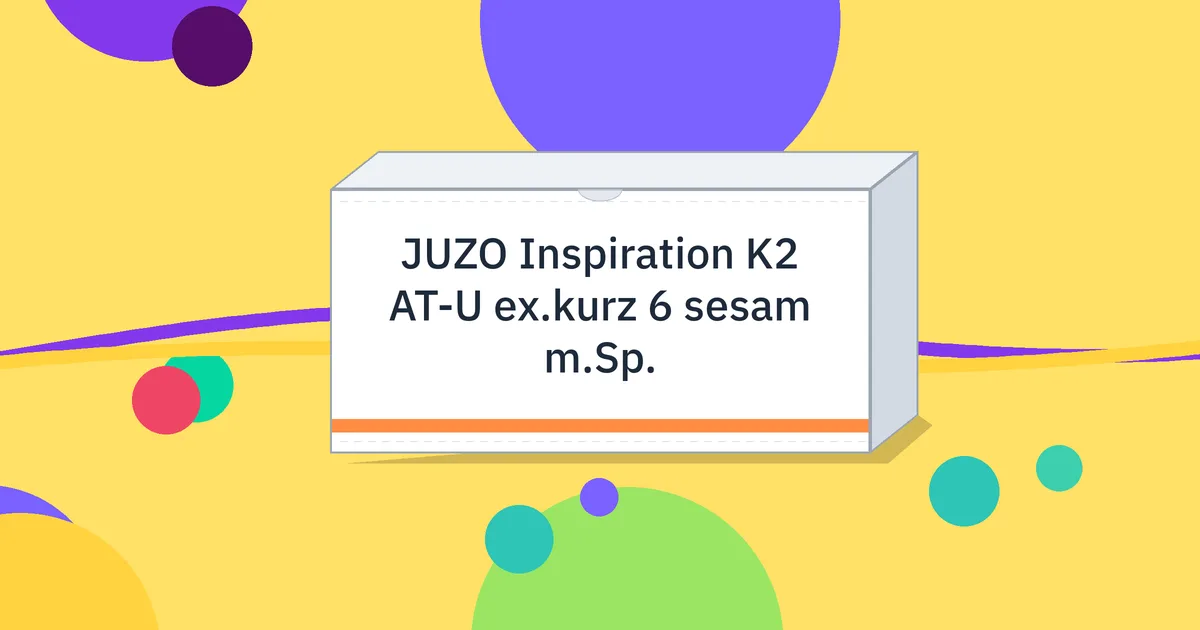 Symbolbild: Packung mit der Aufschrift JUZO Inspiration K2 AT-U ex.kurz 6 sesam m.Sp. (PZN 14952603) – Verfügbarkeit und Bezug in Apotheken in Frankfurt am Main