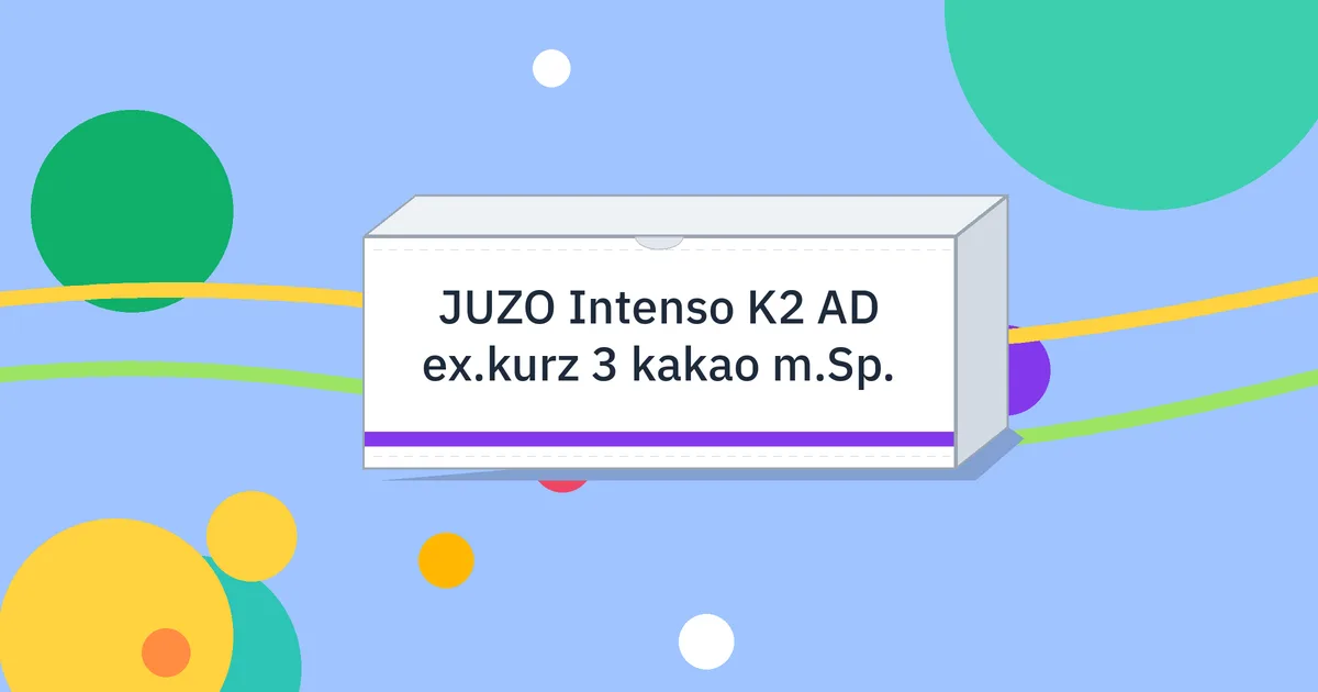 Symbolbild: Packung mit der Aufschrift JUZO Intenso K2 AD ex.kurz 3 kakao m.Sp. (PZN 18608340) – Verfügbarkeit und Bezug in Apotheken in Frankfurt am Main