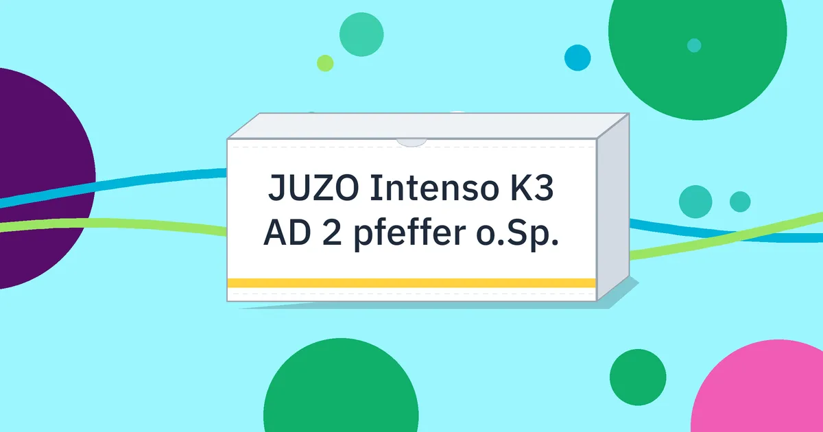 Symbolbild: Packung mit der Aufschrift JUZO Intenso K3 AD 2 pfeffer o.Sp. (PZN 18637778) – Verfügbarkeit und Bezug in Apotheken in Frankfurt am Main
