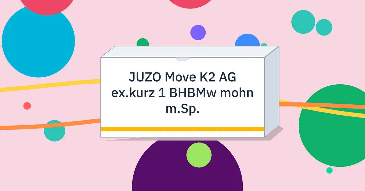 Symbolbild: Packung mit der Aufschrift JUZO Move K2 AG ex.kurz 1 BHBMw mohn m.Sp. (PZN 18564387) – Verfügbarkeit und Bezug in Apotheken in Frankfurt am Main