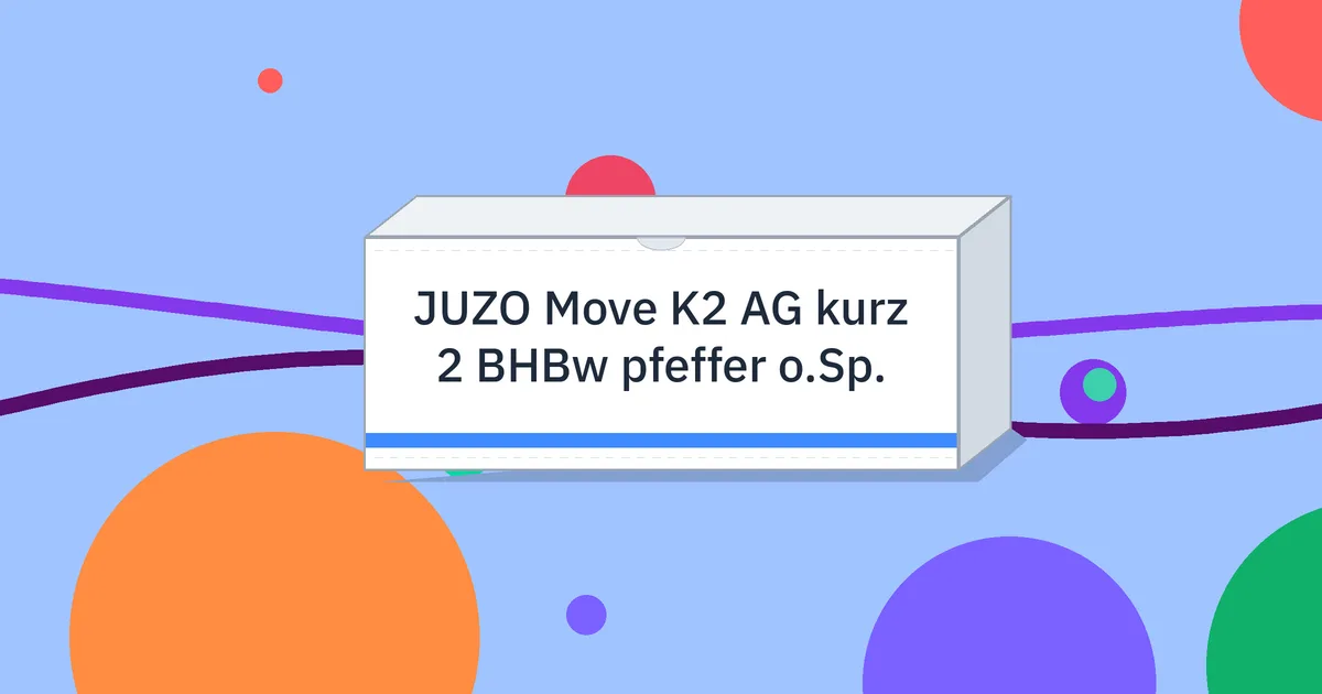 Symbolbild: Packung mit der Aufschrift JUZO Move K2 AG kurz 2 BHBw pfeffer o.Sp. (PZN 16646365) – Verfügbarkeit und Bezug in Apotheken in Frankfurt am Main