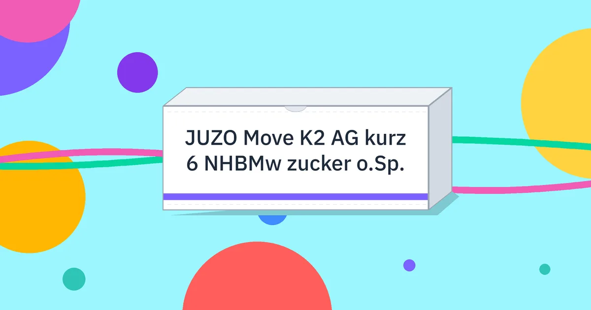 Symbolbild: Packung mit der Aufschrift JUZO Move K2 AG kurz 6 NHBMw zucker o.Sp. (PZN 18529439) – Verfügbarkeit und Bezug in Apotheken in Frankfurt am Main