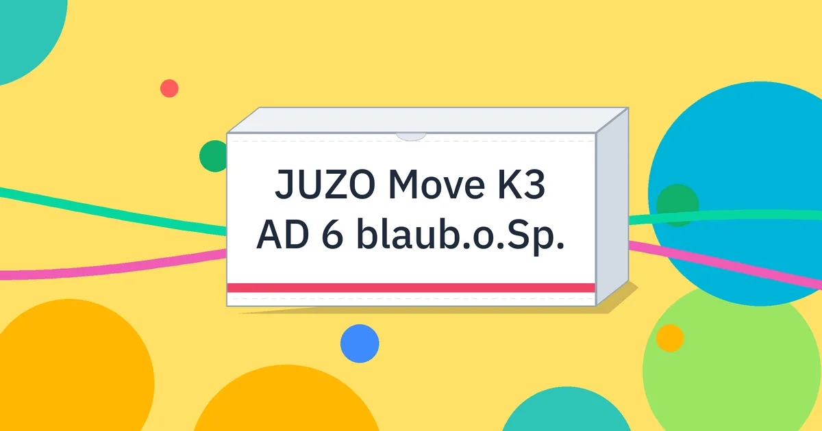 Symbolbild: Packung mit der Aufschrift JUZO Move K3 AD 6 blaub.o.Sp. (PZN 18571192) – Verfügbarkeit und Bezug in Apotheken in Frankfurt am Main