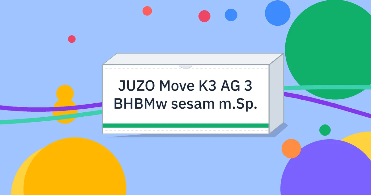 Symbolbild: Packung mit der Aufschrift JUZO Move K3 AG 3 BHBMw sesam m.Sp. (PZN 18576367) – Verfügbarkeit und Bezug in Apotheken in Frankfurt am Main