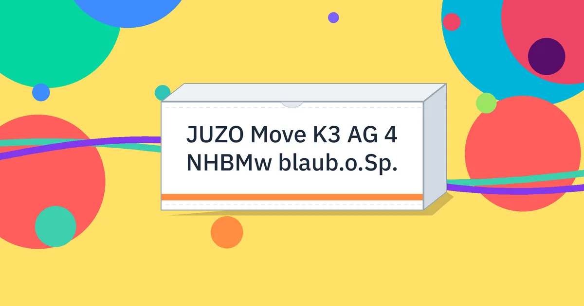 Symbolbild: Packung mit der Aufschrift JUZO Move K3 AG 4 NHBMw blaub.o.Sp. (PZN 18588778) – Verfügbarkeit und Bezug in Apotheken in Frankfurt am Main