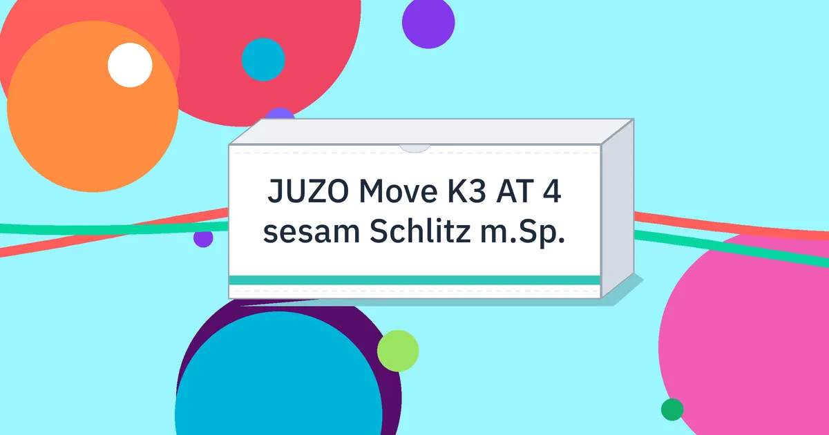 Symbolbild: Packung mit der Aufschrift JUZO Move K3 AT 4 sesam Schlitz m.Sp. (PZN 20677934) – Verfügbarkeit und Bezug in Apotheken in Frankfurt am Main
