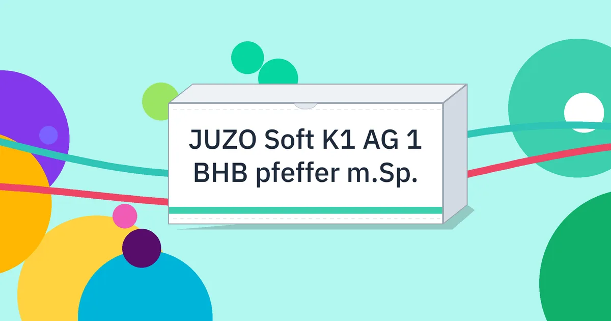 Symbolbild: Packung mit der Aufschrift JUZO Soft K1 AG 1 BHB pfeffer m.Sp. (PZN 14820669) – Verfügbarkeit und Bezug in Apotheken in Frankfurt am Main