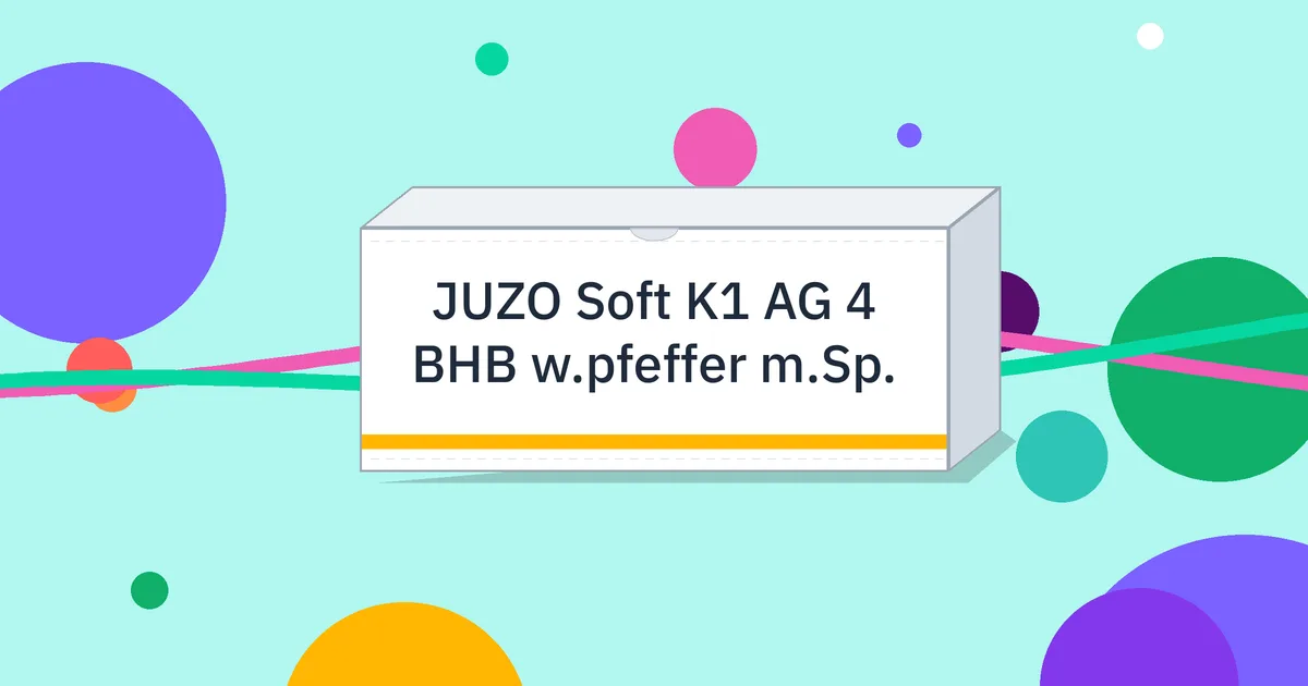Symbolbild: Packung mit der Aufschrift JUZO Soft K1 AG 4 BHB w.pfeffer m.Sp. (PZN 14836618) – Verfügbarkeit und Bezug in Apotheken in Frankfurt am Main