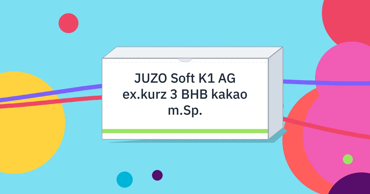 Symbolbild: Packung mit der Aufschrift JUZO Soft K1 AG ex.kurz 3 BHB kakao m.Sp. (PZN 14823828) – Verfügbarkeit und Bezug in Apotheken in Frankfurt am Main