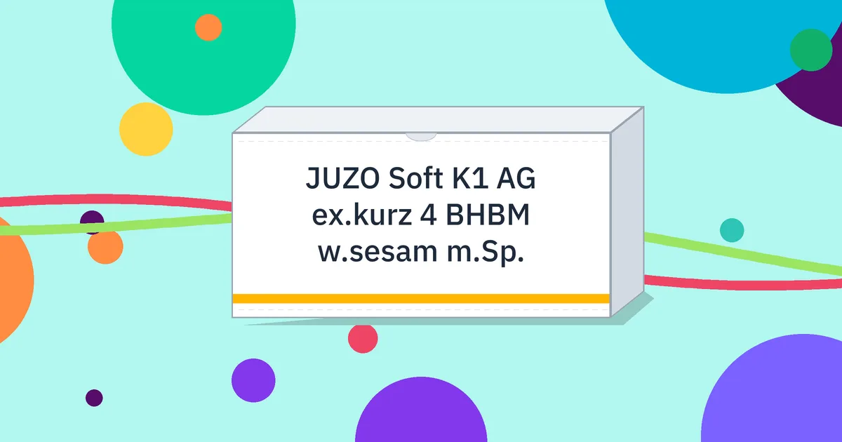 Symbolbild: Packung mit der Aufschrift JUZO Soft K1 AG ex.kurz 4 BHBM w.sesam m.Sp. (PZN 14864164) – Verfügbarkeit und Bezug in Apotheken in Frankfurt am Main