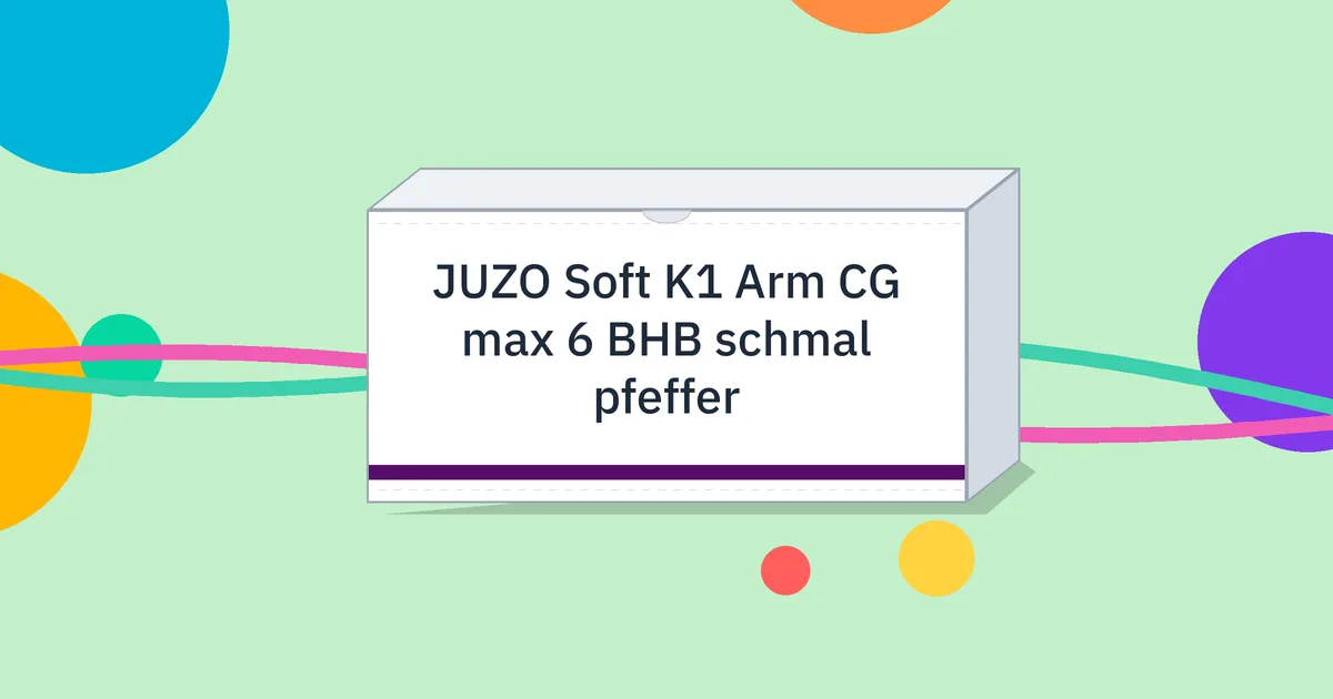 Symbolbild: Packung mit der Aufschrift JUZO Soft K1 Arm CG max 6 BHB schmal pfeffer (PZN 15509442) – Verfügbarkeit und Bezug in Apotheken in Frankfurt am Main