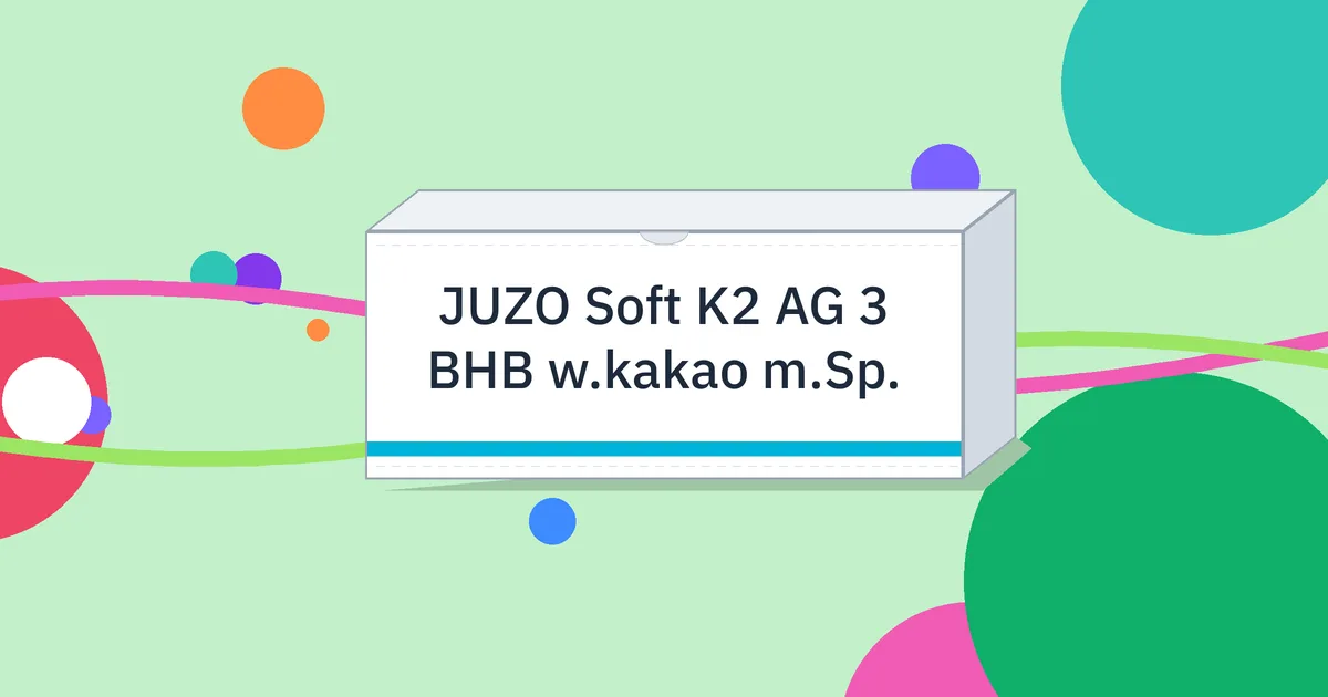 Symbolbild: Packung mit der Aufschrift JUZO Soft K2 AG 3 BHB w.kakao m.Sp. (PZN 14841074) – Verfügbarkeit und Bezug in Apotheken in Frankfurt am Main
