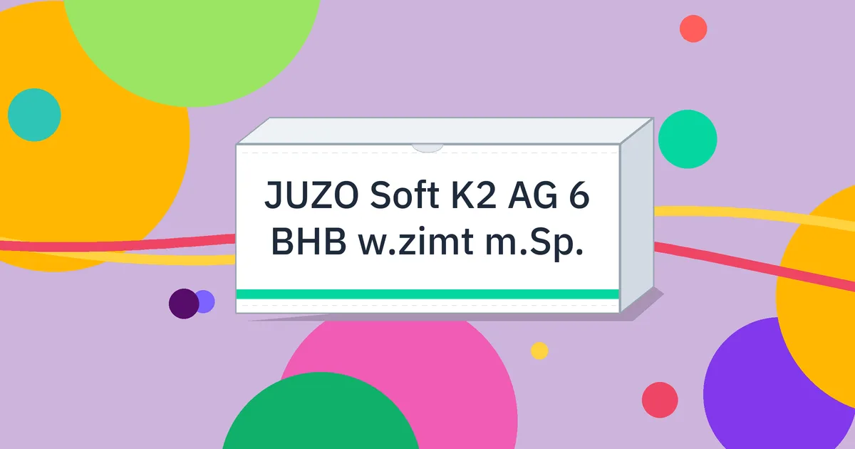 Symbolbild: Packung mit der Aufschrift JUZO Soft K2 AG 6 BHB w.zimt m.Sp. (PZN 14840672) – Verfügbarkeit und Bezug in Apotheken in Frankfurt am Main