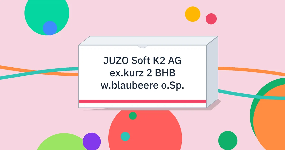 Symbolbild: Packung mit der Aufschrift JUZO Soft K2 AG ex.kurz 2 BHB w.blaubeere o.Sp. (PZN 14844138) – Verfügbarkeit und Bezug in Apotheken in Frankfurt am Main