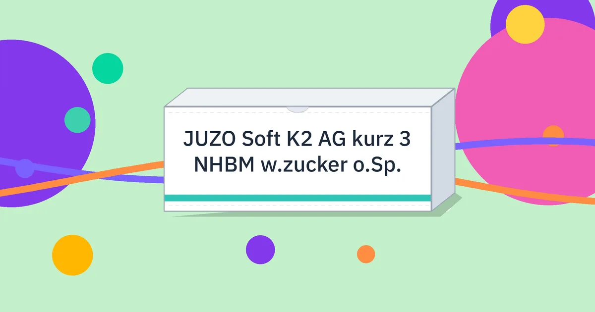 Symbolbild: Packung mit der Aufschrift JUZO Soft K2 AG kurz 3 NHBM w.zucker o.Sp. (PZN 15020103) – Verfügbarkeit und Bezug in Apotheken in Frankfurt am Main