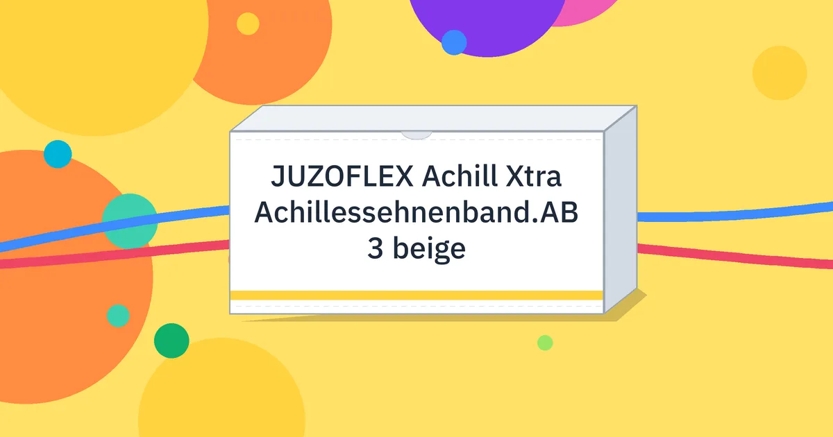 Symbolbild: Packung mit der Aufschrift JUZOFLEX Achill Xtra Achillessehnenband.AB 3 beige (PZN 16634646) – Verfügbarkeit und Bezug in Apotheken in Frankfurt am Main