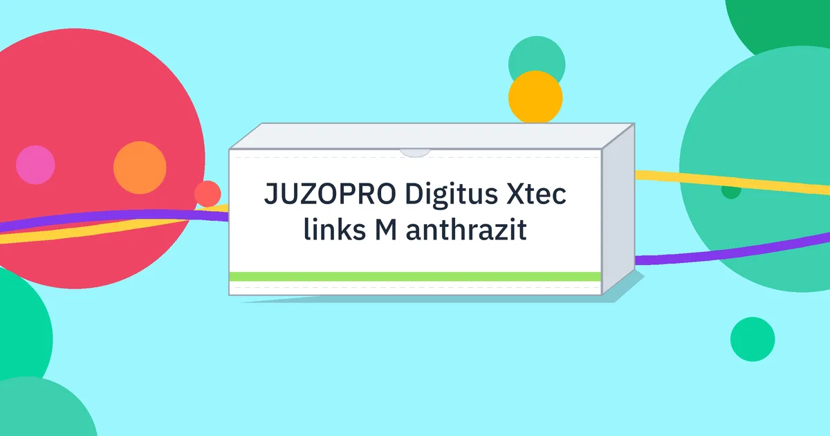 Symbolbild: Packung mit der Aufschrift JUZOPRO Digitus Xtec links M anthrazit (PZN 16766388) – Verfügbarkeit und Bezug in Apotheken in Frankfurt am Main