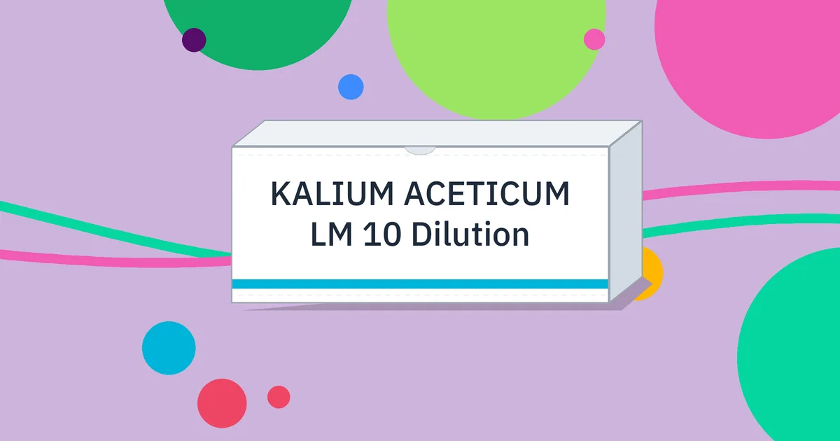 Symbolbild: Packung mit der Aufschrift KALIUM ACETICUM LM 10 Dilution (PZN 12916543) – Verfügbarkeit und Bezug in Apotheken in Frankfurt am Main
