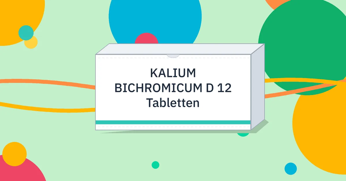 Symbolbild: Packung mit der Aufschrift KALIUM BICHROMICUM D 12 Tabletten (PZN 02632158) – Verfügbarkeit und Bezug in Apotheken in Frankfurt am Main
