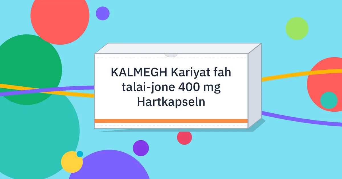 Symbolbild: Packung mit der Aufschrift KALMEGH Kariyat fah talai-jone 400 mg Hartkapseln (PZN 13837811) – Verfügbarkeit und Bezug in Apotheken in Frankfurt am Main