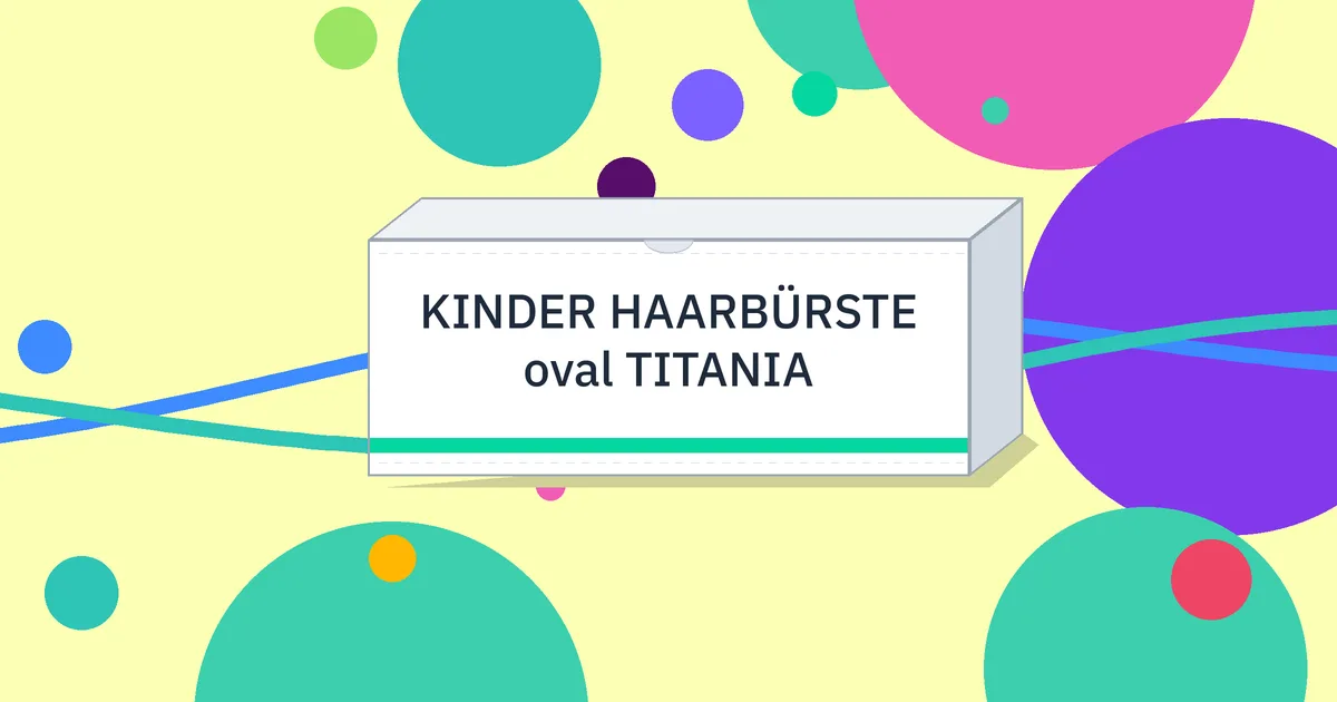 Symbolbild: Packung mit der Aufschrift KINDER HAARBÜRSTE oval TITANIA (PZN 06947031) – Verfügbarkeit und Bezug in Apotheken in Frankfurt am Main