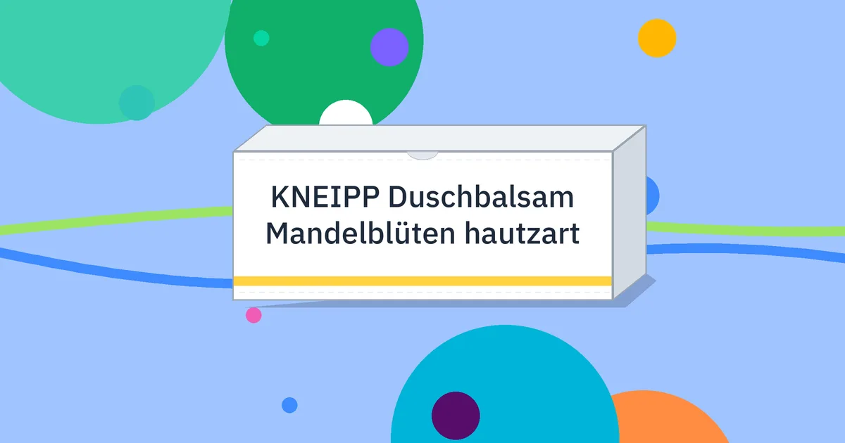 Symbolbild: Packung mit der Aufschrift KNEIPP Duschbalsam Mandelblüten hautzart (PZN 06057679) – Verfügbarkeit und Bezug in Apotheken in Frankfurt am Main