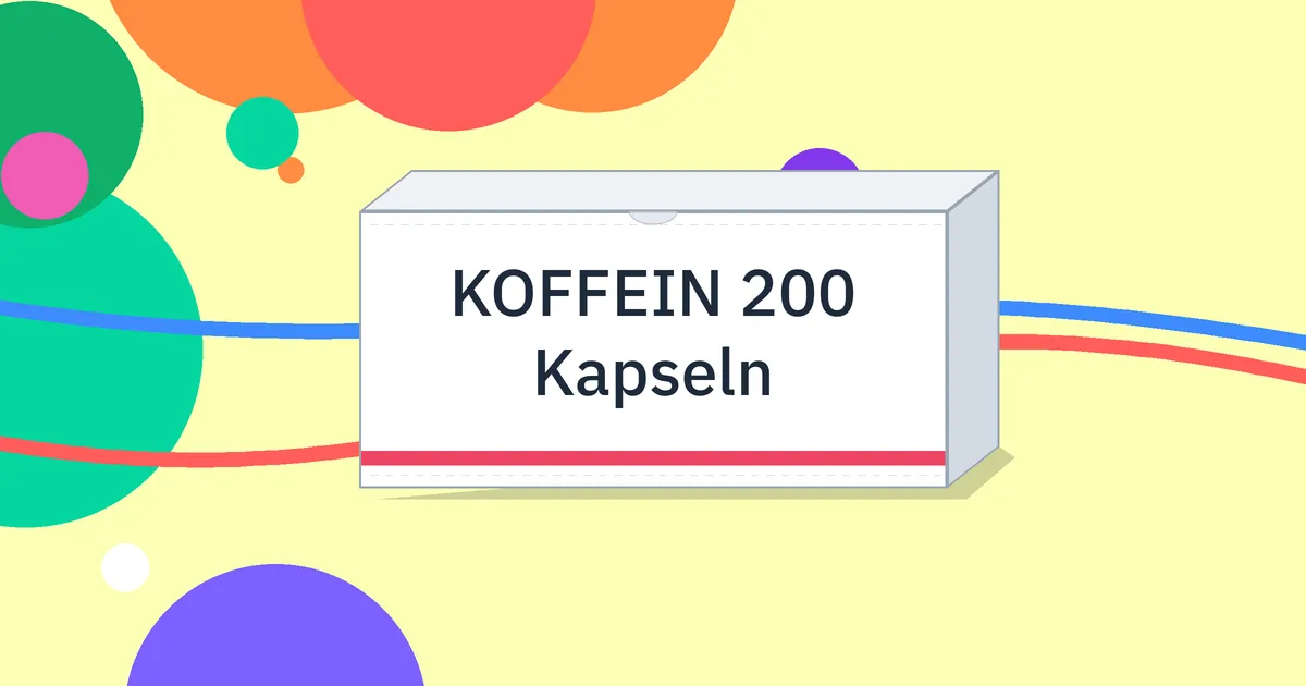 Symbolbild: Packung mit der Aufschrift KOFFEIN 200 Kapseln (PZN 11730368) – Verfügbarkeit und Bezug in Apotheken in Frankfurt am Main